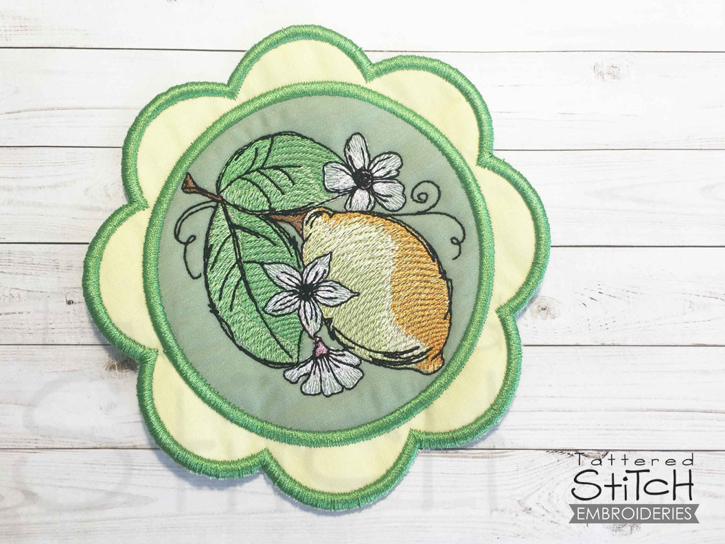 Lemons Coaster - Embroidery Designs & Patterns