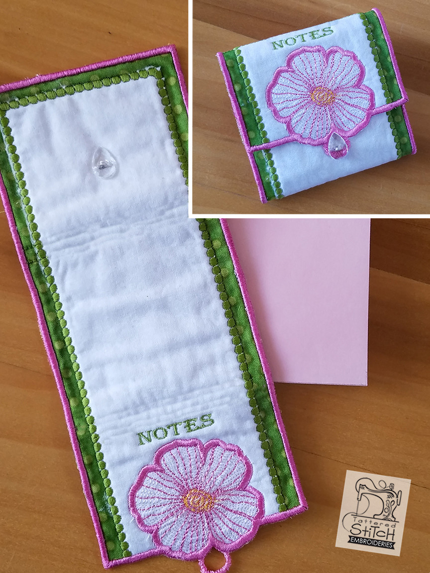 Hibiscus Sticky Notepad Holder - Embroidery Designs