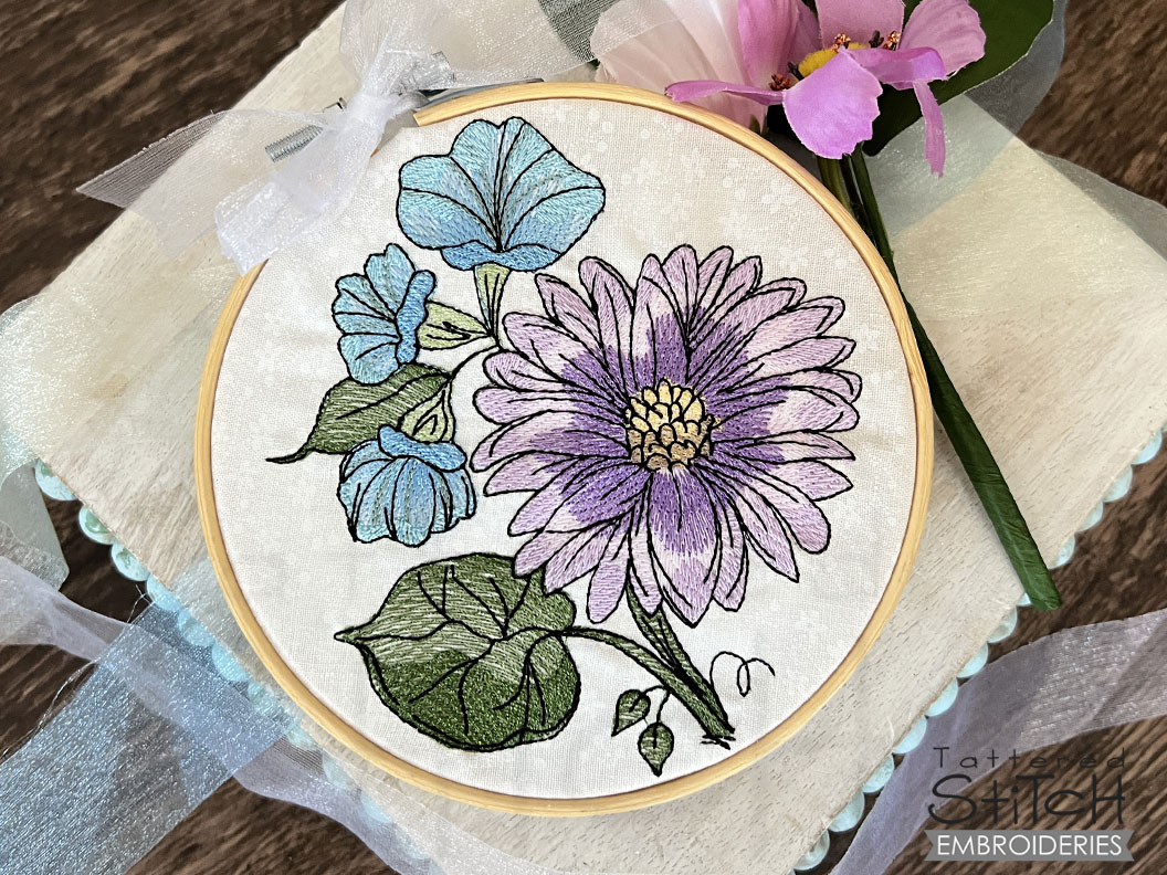 September Aster, Morning Glory Cluster- Birth Month Flowers - Machine ...