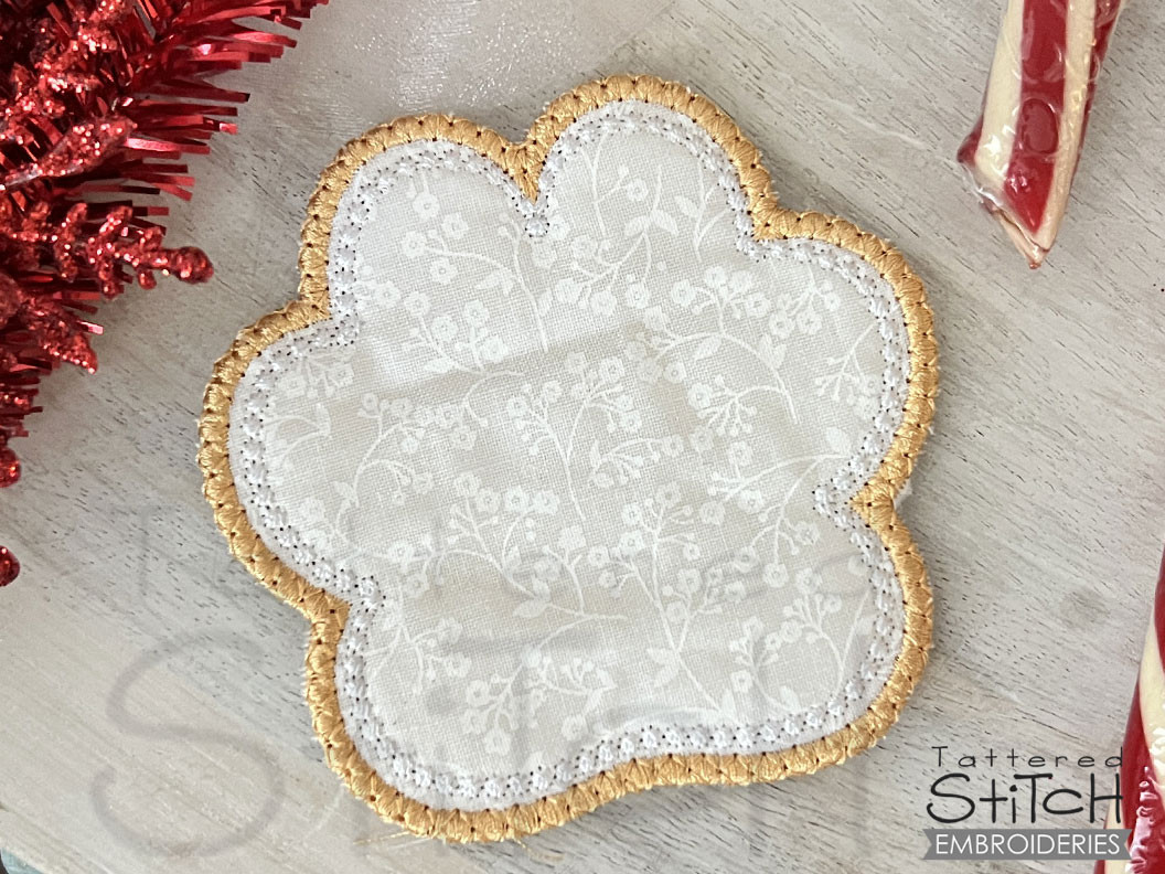 Blank Paw Print Coaster - Machine Embroidery - Tattered Stitch Embroideries