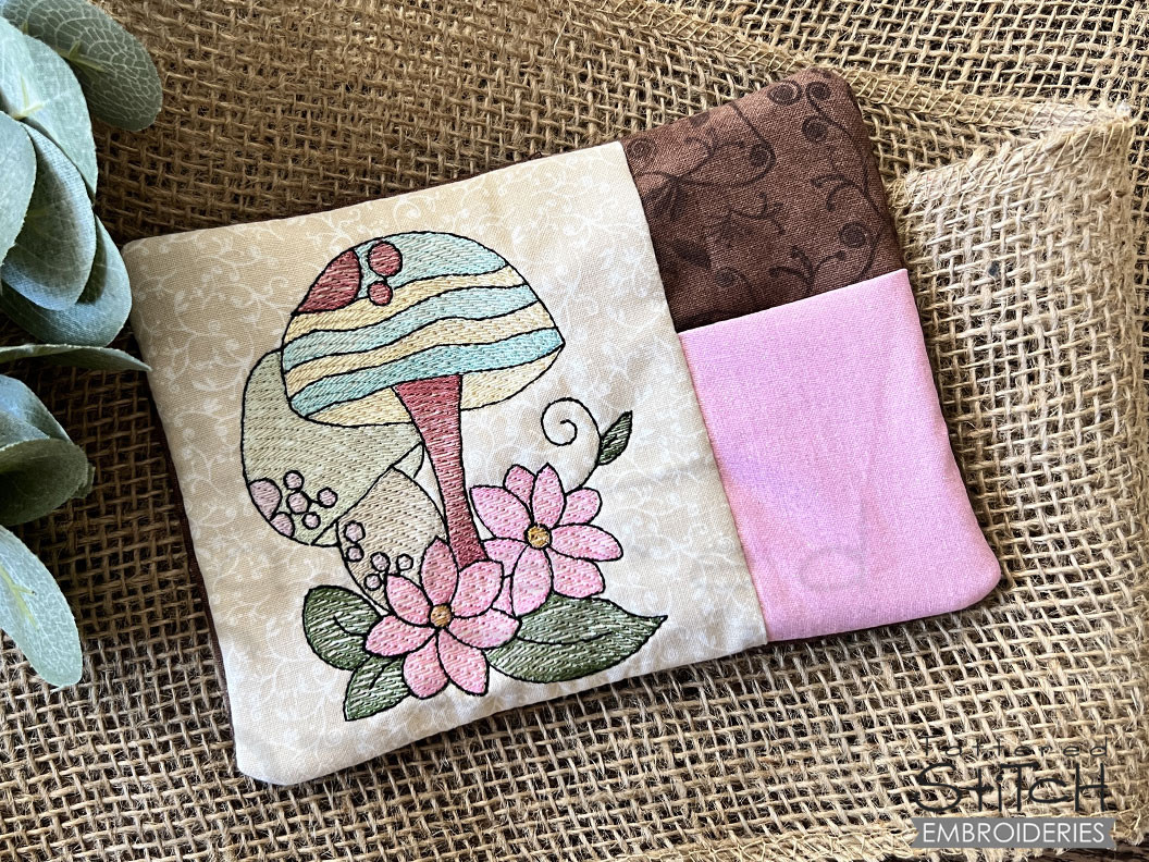 Mushrooms Pocket Coaster / Trivet Embroidery Designs