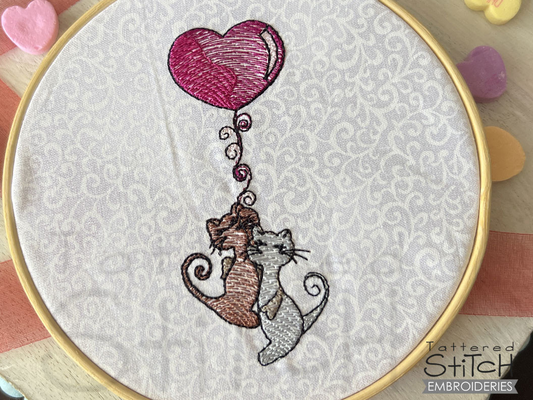 Fly Away Kitties- Fits a 5x7" &6x10" Hoop, Machine Embroidery Pattern ...