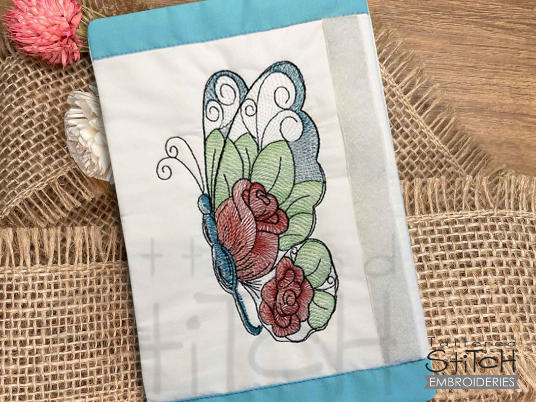 Rose Winged Butterfly Fridge Handle Wrap-Embroidery Designs & Patterns