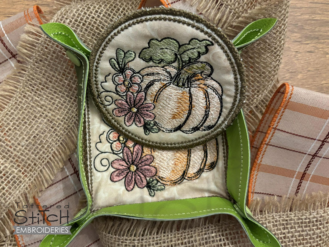 Pumpkin Coaster - Fits a 4x4" & 5x7" Hoop - Machine Embroidery Pattern ...