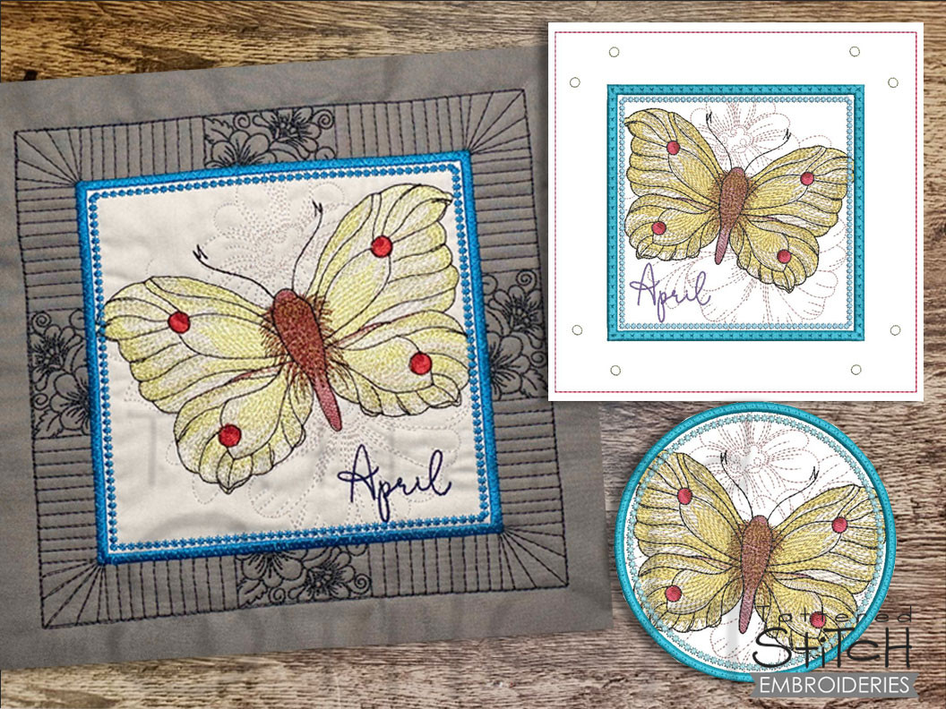 Brimstone April Butterfly Tray Embroidery Designs & Patterns