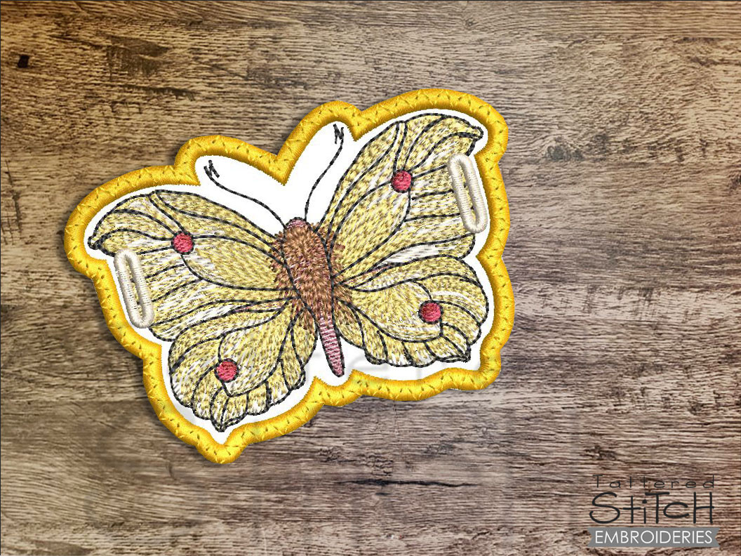 Brimstone Butterfly Hair Bun Bling - Embroidery Designs