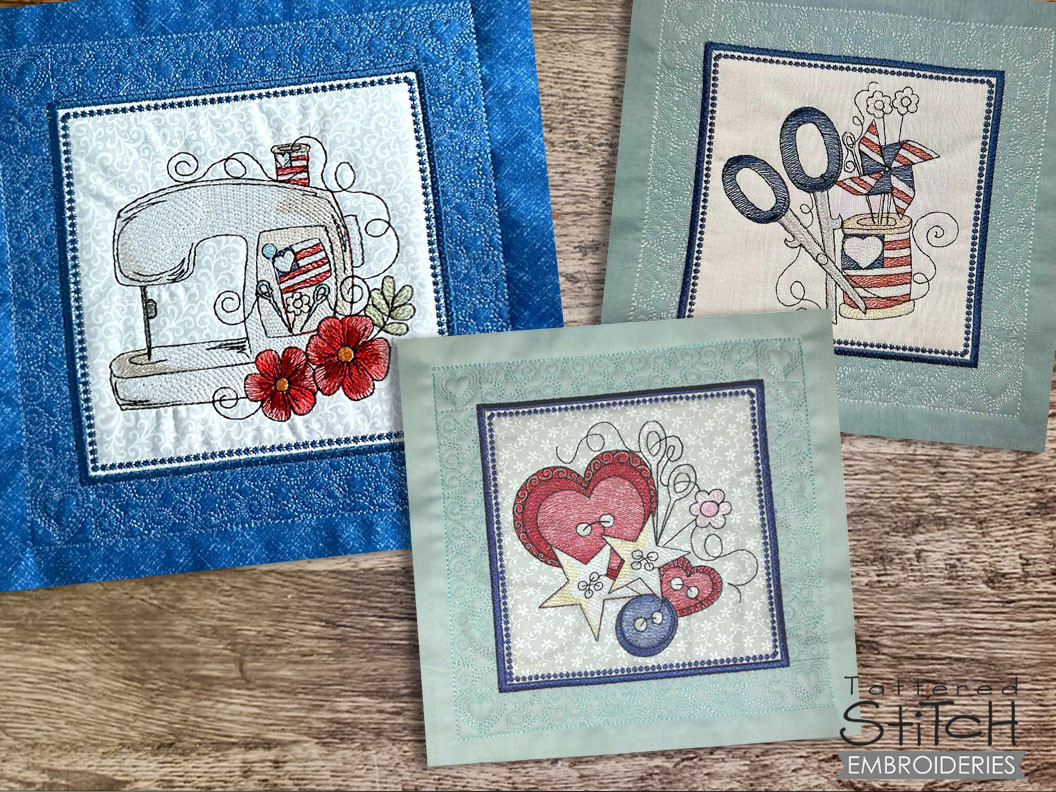Patriotic Notions Quilt Block 6 Scissors - Embroidery Designs