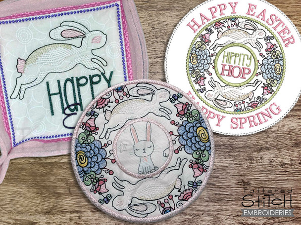 Leaping Bunny Label- Embroidery Designs & Patterns