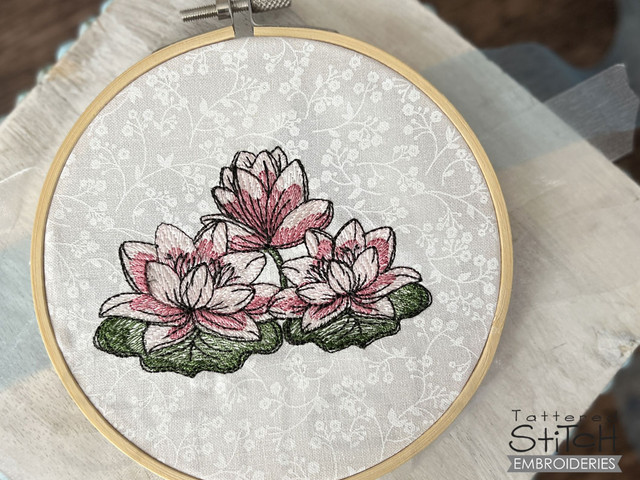 July Water Lily - Birth Month Flowers Bundle - Machine Embroidery ...