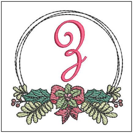 Evergreen Swag ABCs -Z - Fits a 4x4" Hoop, Machine Embroidery Pattern, - Tattered Stitch ...