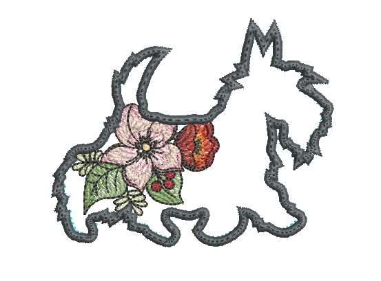 Terrier #2 Applique - Machine Embroidery Designs