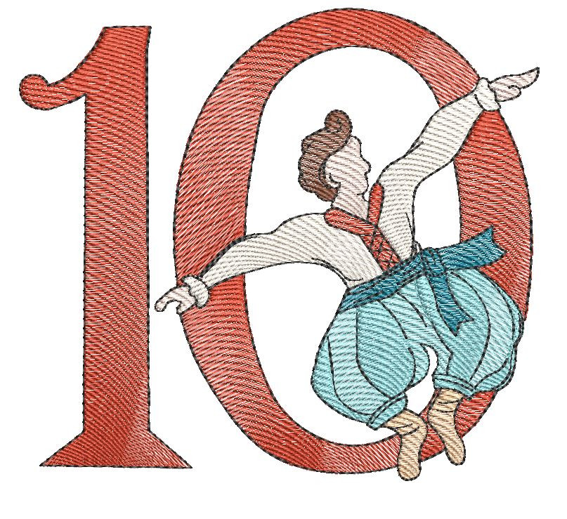 12 Days of Christmas 10 (No Block Background) - Embroidery