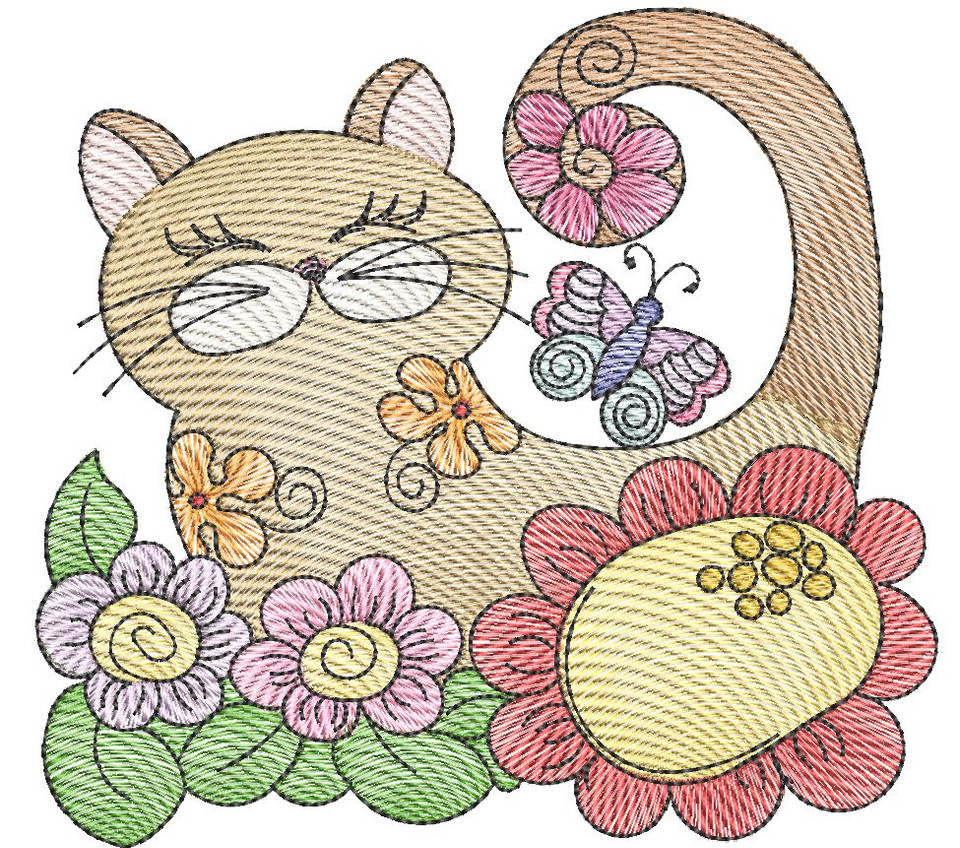 Whimsical Cats Bundle (No Quilt Block Background) -Fits a 4x4", 5x7 ...