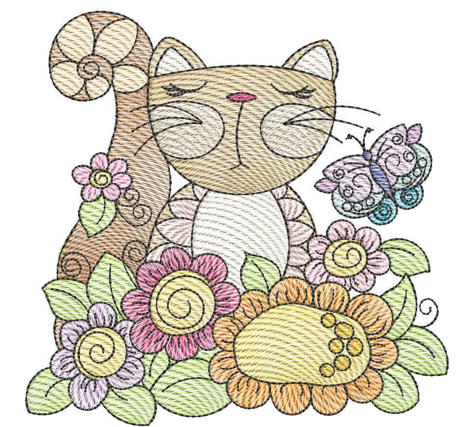 Whimsical Cats Bundle (No Quilt Block Background) -Fits a 4x4", 5x7 ...