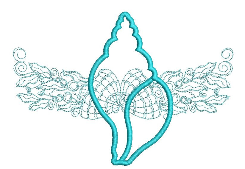 Conch Shell Applique - Fits a 5x7, 6x10, and 8x12" Hoop - Embroidery ...