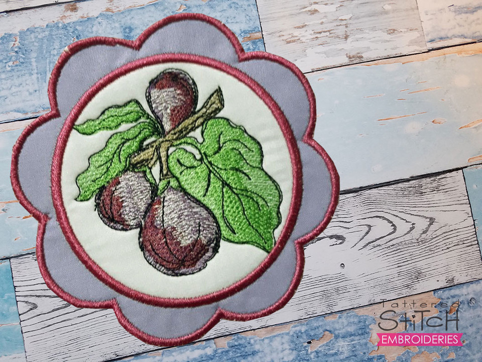 Figs Coaster - Fits a 5x7" Hoop - Machine Embroidery Designs - Tattered ...