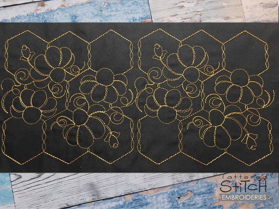 Floral Chicken Wire Edge to Edge Quilt Block - Embroidery