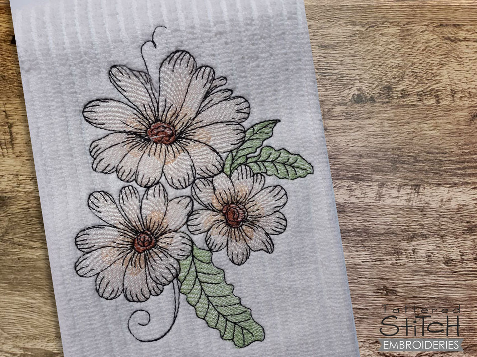 April Daisy Cluster - Machine Embroidery - Tattered Stitch Embroideries