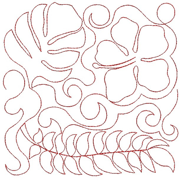 Tropical Leaves Edge to Edge Quilt Block - Embroidery Designs