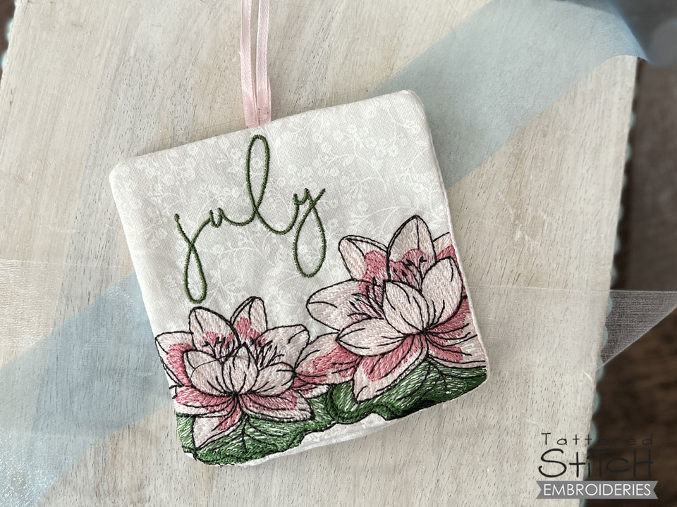 July Water Lily - Birth Month Flowers Bundle - Machine Embroidery ...