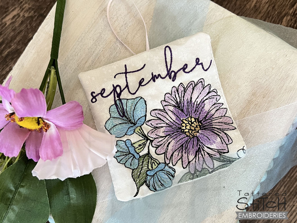 September Aster, Morning Glory - Birth Month Flowers Bundle - Machine ...