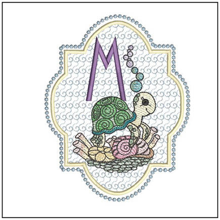 Turtle On Shells ABCs - M - Embroidery Designs