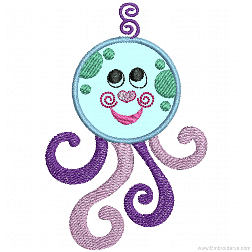 Baby Octopus Applique - Embroidery Designs