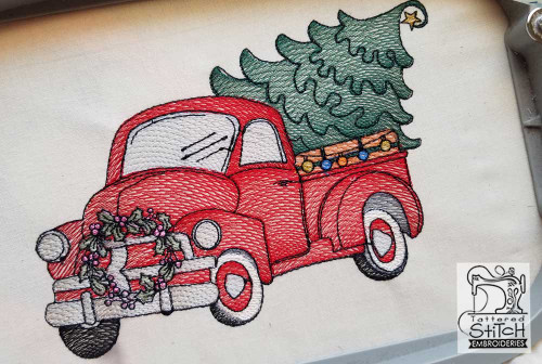 Truck With Tree - Embroidery Designs & Patterns