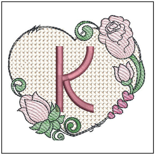 Heart Monogram ABCs - K - Fits a 4x4" Hoop - Machine Embroidery Designs ...