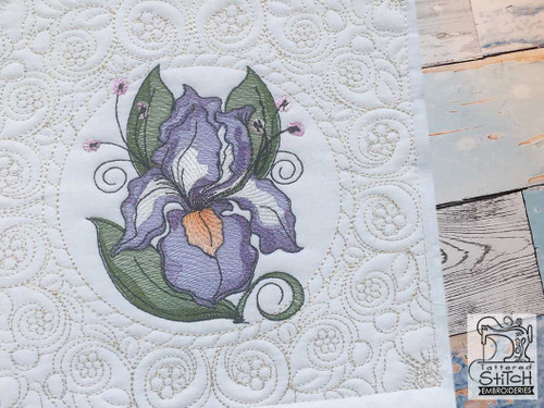 Iris Cluster Quilt Block - Embroidery Designs & Patterns