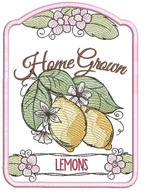 Lemons Label - Embroidery Designs & Patterns