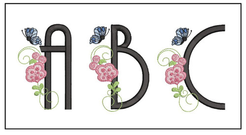 Rosebud Butterfly Font ABCs - Bundle - Embroidery Designs