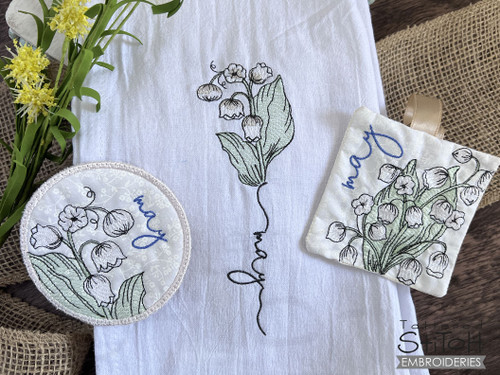 May Lily of the Valley - Birth Month Flowers Bundle - Machine ...
