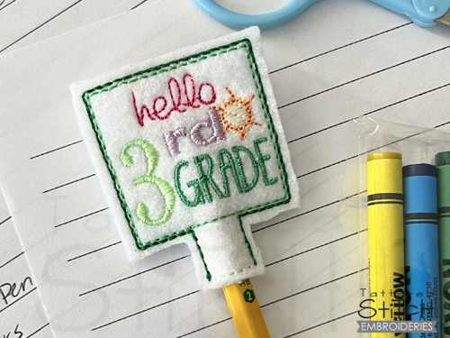 Hello 3rd Grade pencil toppers - Embroidery Designs & Patterns