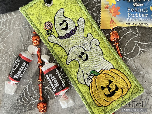 Halloween Trio Bookmark - Machine Embroidery - Tattered Stitch Embroideries