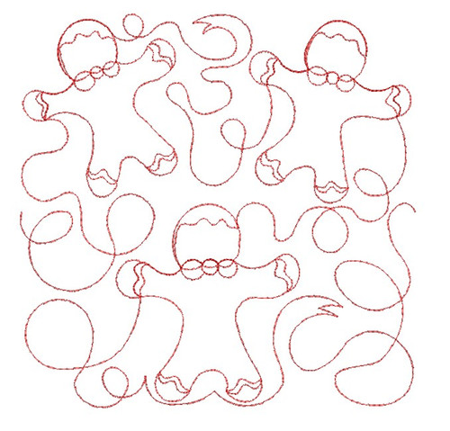 Gingerbread Man Edge to Edge Quilt Block - Embroidery Designs