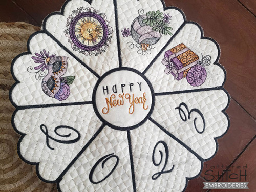 Happy New Year Placemat - Embroidery Designs & Patterns