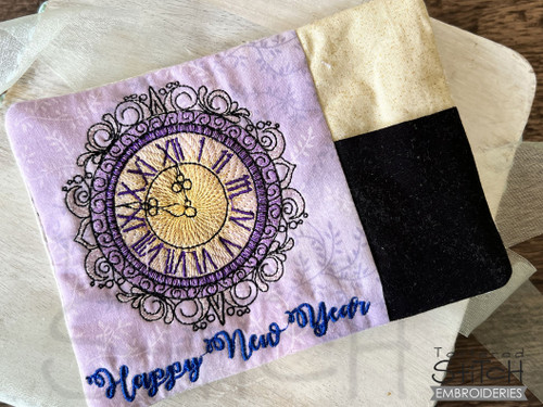 Clock Face Pocket Coaster / Trivet Embroidery Designs