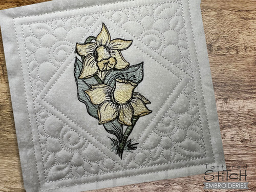 Flowers of the Month Quilt Block March Embroidery Designs