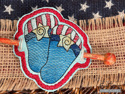 Patriotic Flip Flops Hair Bun Bling- Embroidery Designs