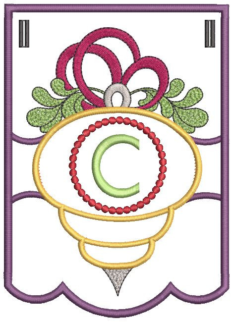Ornament Bunting Alphabet Letter C - Embroidery Designs