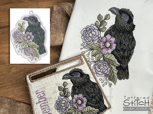 Bird of the Month - December Raven - Embroidery Designs