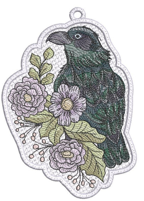 Bird of the Month - December Raven - Embroidery Designs