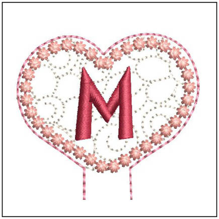 Flourished Heart Pencil Topper ABCs - Embroidery Designs & Patterns