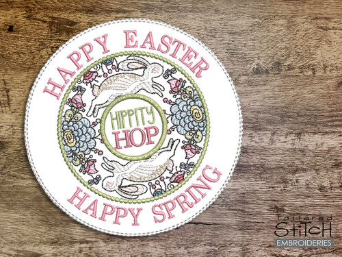 Leaping Bunny Label- Embroidery Designs & Patterns