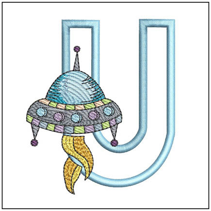 UFO Applique ABCs U - Embroidery Designs & Patterns - Tattered Stitch ...