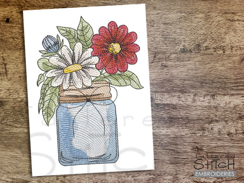 Patriotic Mason Jar - Embroidery Designs