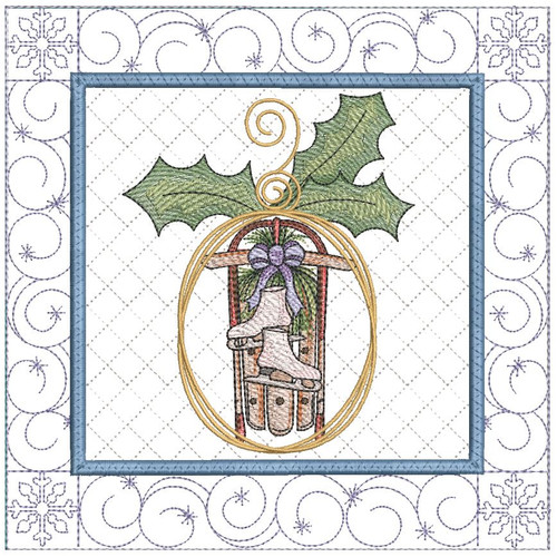 Winter Ornament Quilt Block 3 -Sled - Embroidery Designs & Patterns