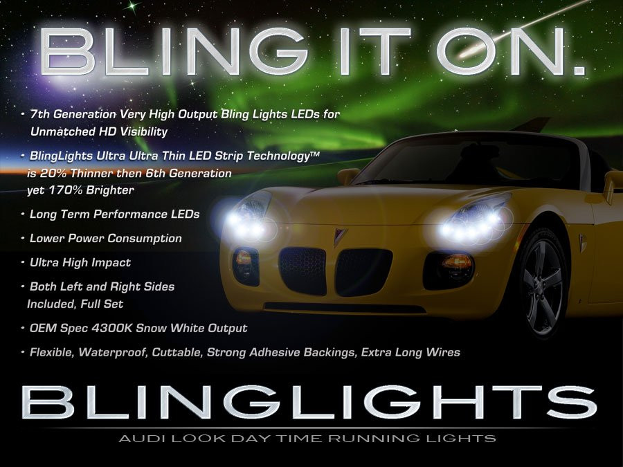 2006 2007 2008 2009 Pontiac Solstice LED DRL Strip Lights for Headlamps ...