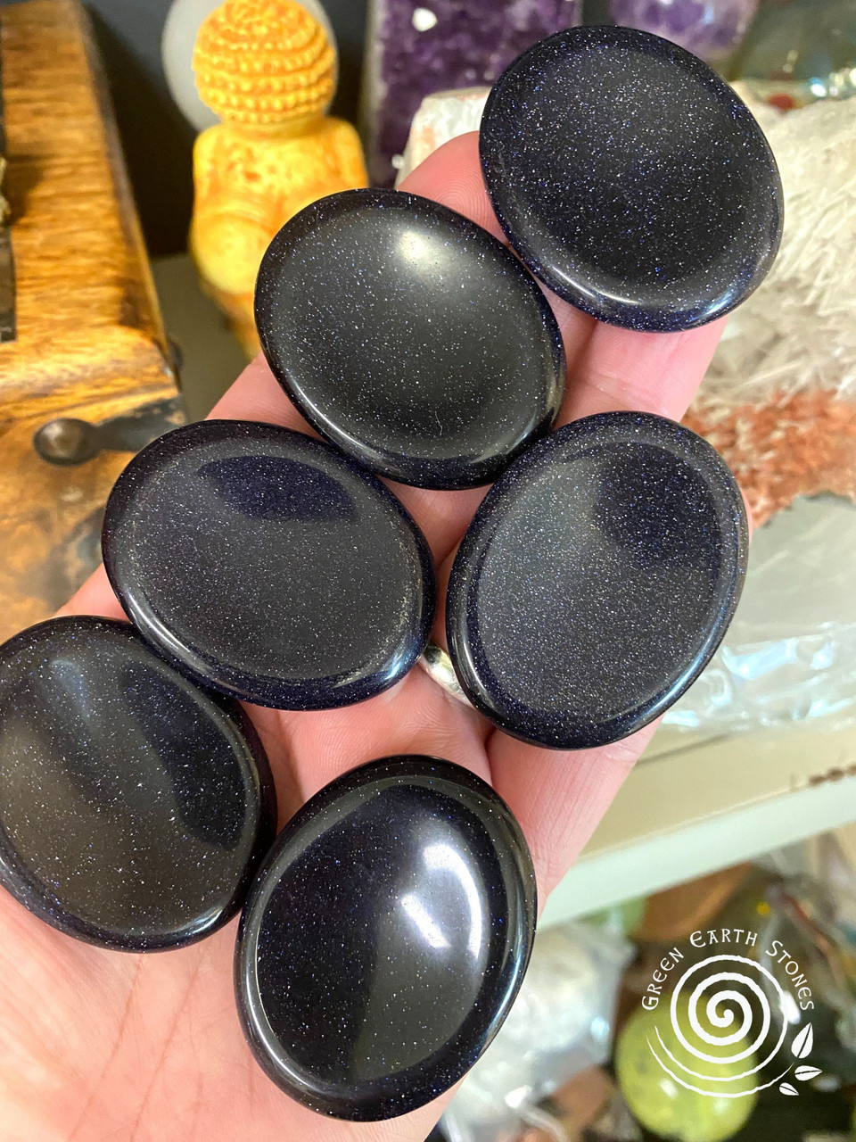 Blue Goldstone Worry Stone